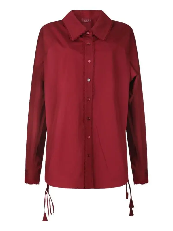 Gucci Long Sleeve Shirt With Drawstring Detail - Red