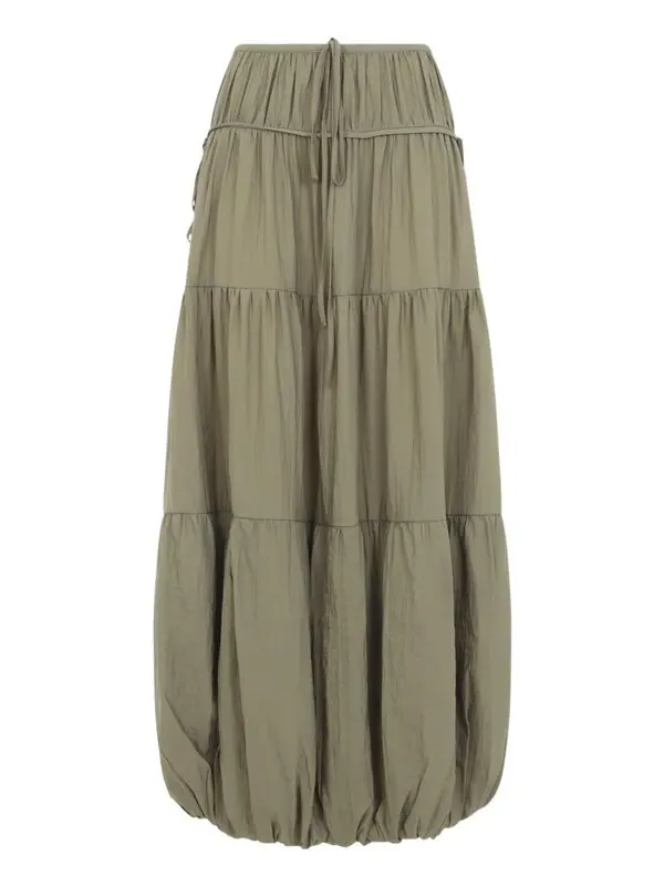 Co Name Elastic Waist Midi Skirt - Gray