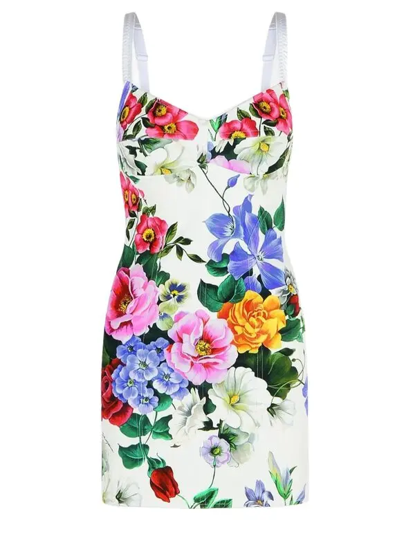 Dolce & Gabbana Floral Print Calf-length Dress - White