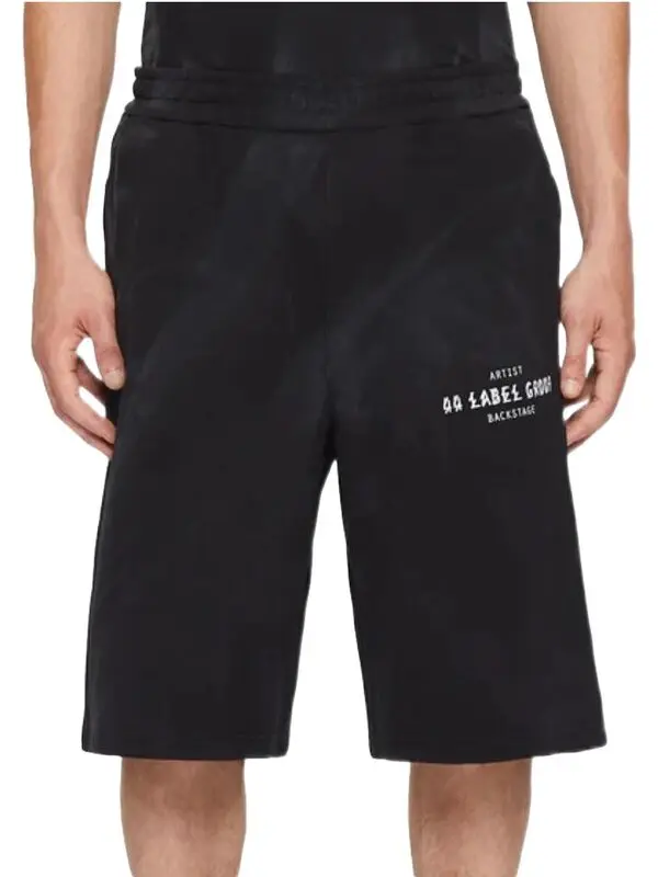 44 LABEL GROUP Logo-print Faded Effect Drawstring Shorts - Black
