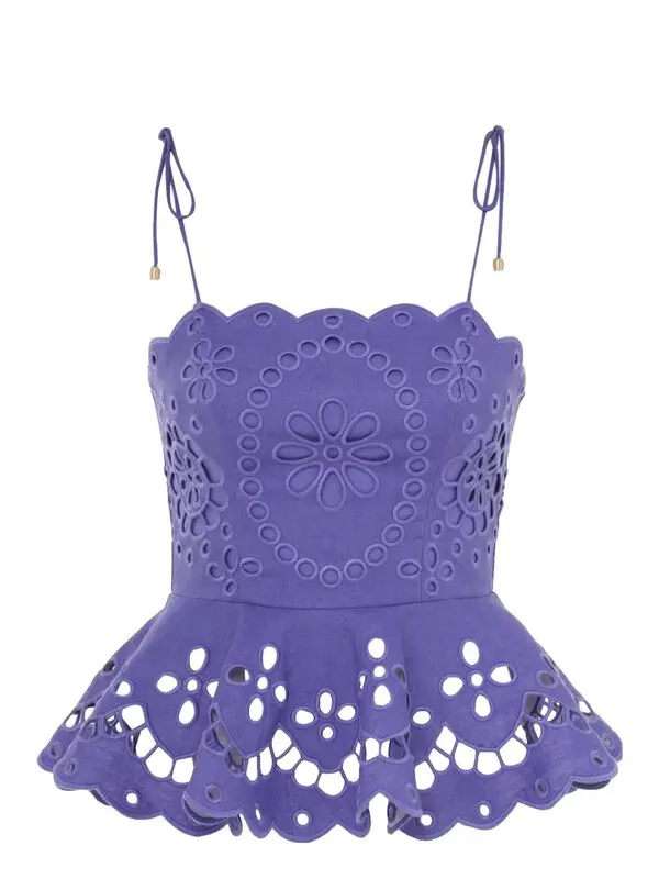 Zimmermann Pop Broderie-anglaise Tank Top - Blue