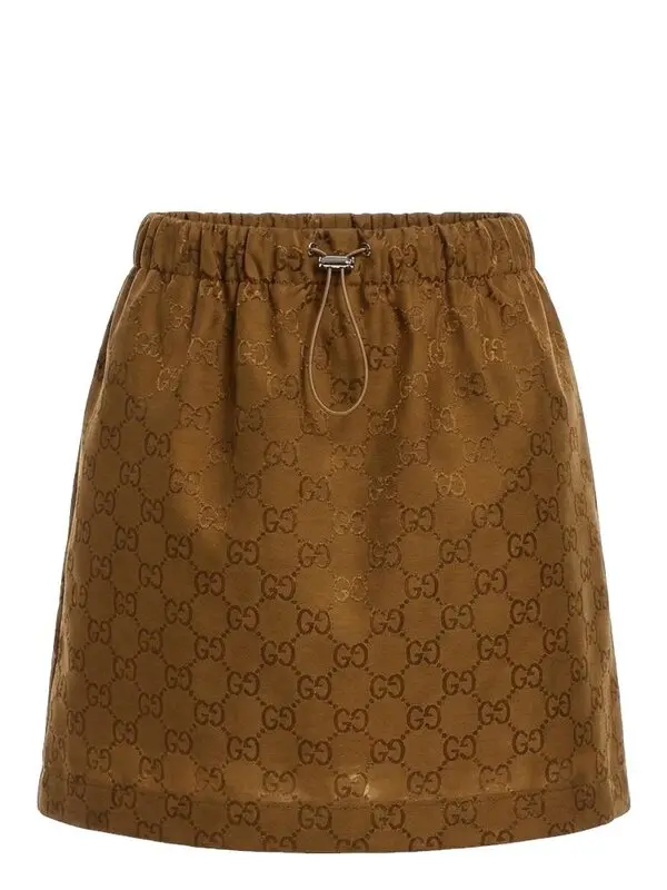 Gucci Gg Monogram Mini Skirt - Brown