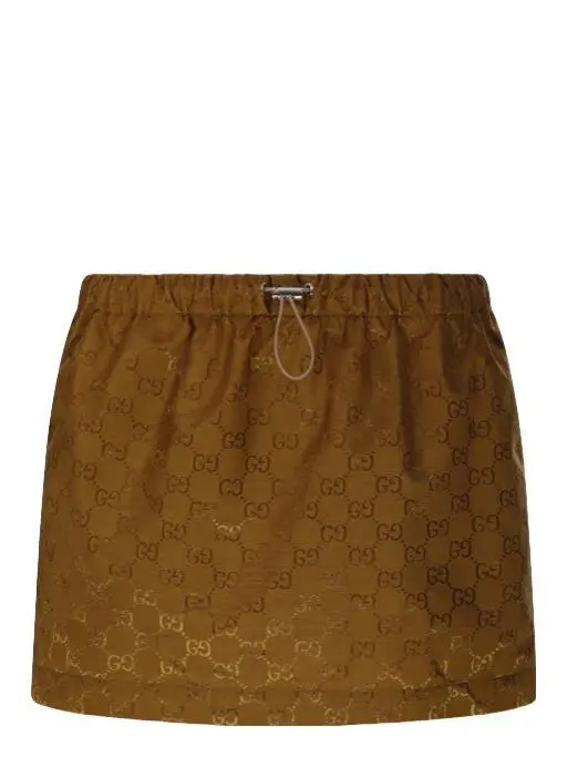 Gucci Gg Monogram Mini Skirt - Brown