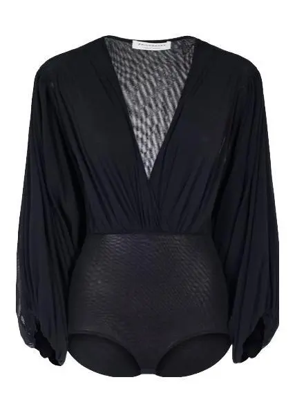 Philosophy Di Lorenzo Serafini Stretch Tulle Bodysuit - Black