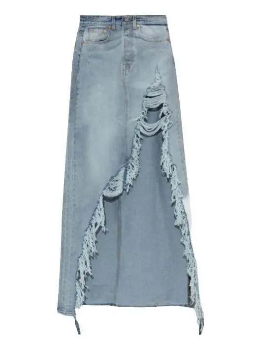Vetements Maxi Denim Skirt With Asymmetrical Slit - Blue