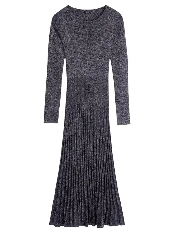 JOSEPH Long Sleeve Knit Dress With Ribbed Details - Black