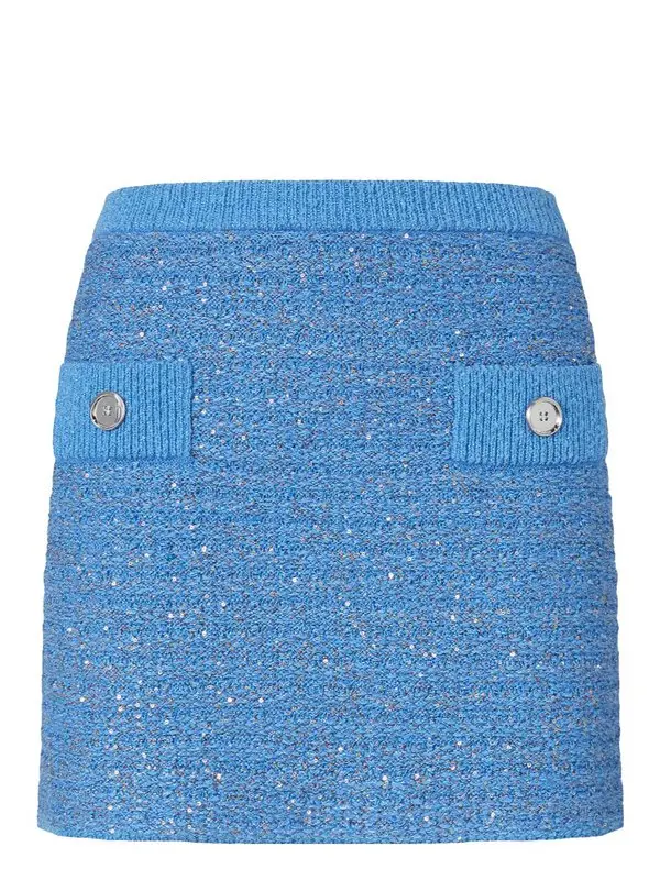 Pinko Miletto" Knitted Mini Skirt With Button Details - Blue