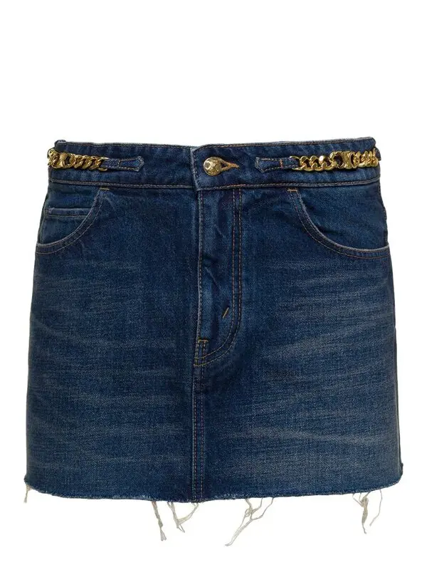 Celine Mini Skirt In Dark Union Wash Denim - Blue
