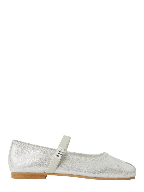IL GUFO Ballet Flats With Elastic Strap And Logo Tag - Silver