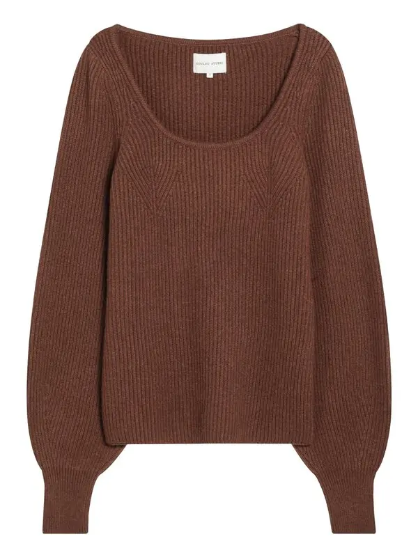 LOULOU STUDIO Hermus Ribbed Scoop-neck Knitted Sweater - Red