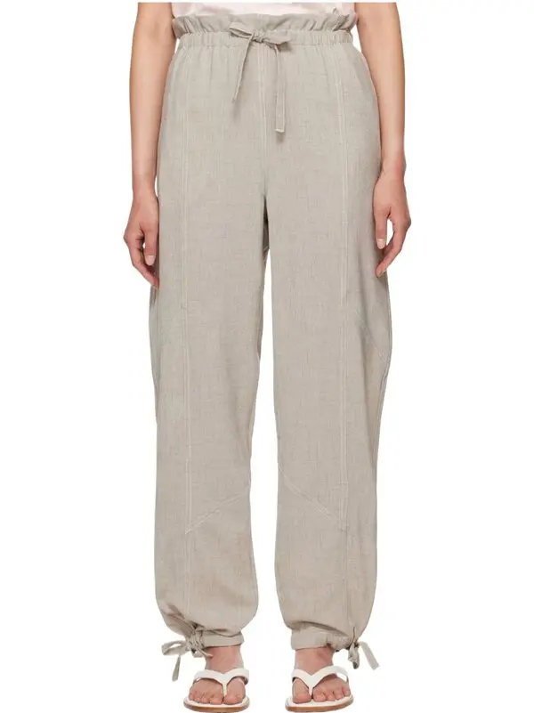 GANNI Loose Fit Drawstring Trousers - Camel