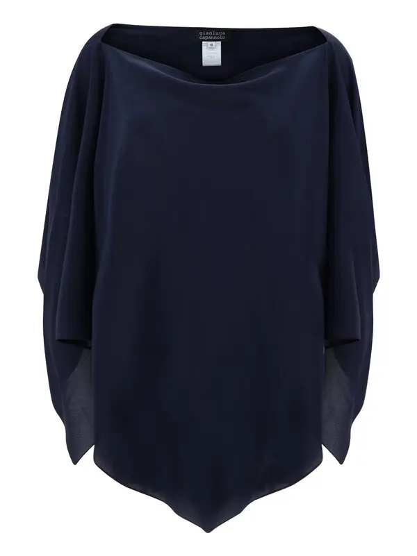 GIANLUCA CAPANNOLO Cape Design Satin Blouse - Black