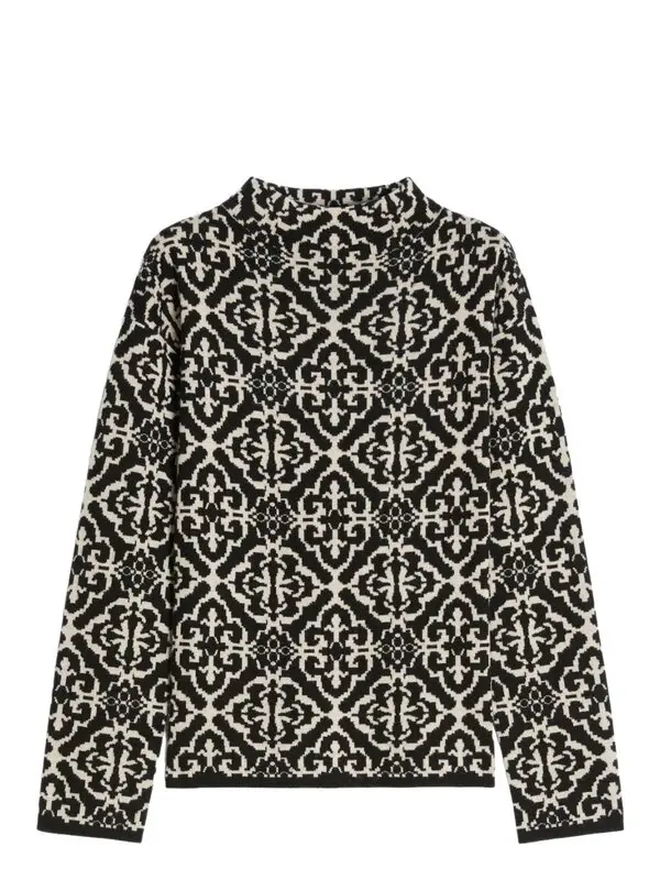 Max Mara Wool And Cashmere Jacquard Knit Sweater - Black