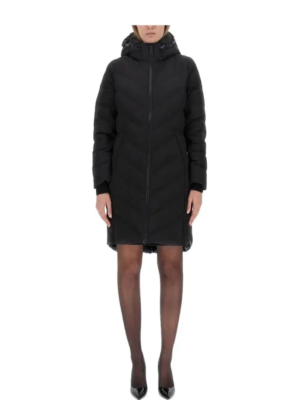 Michael Kors Chevron Quilted Hooded Jacket - Black