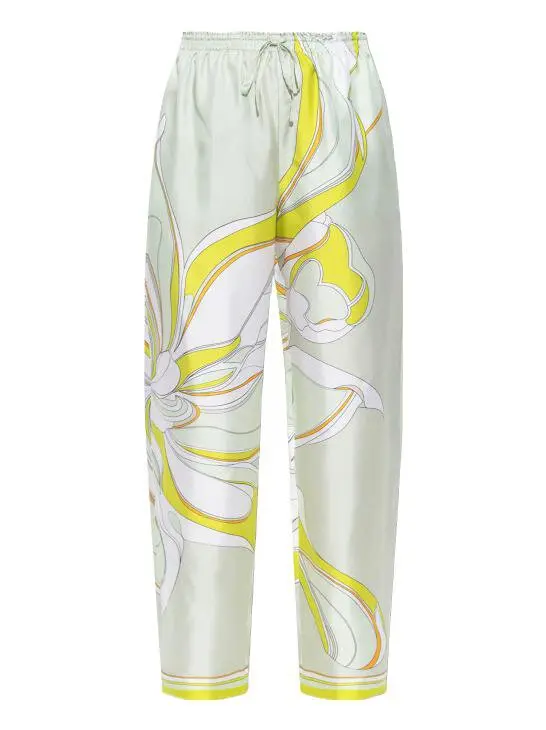 Tory Burch Printed Silk Loose Straight Leg Pants - Multicolour