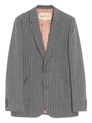 Valentino Garavani Pinstripe Single-breasted Blazer - Grey