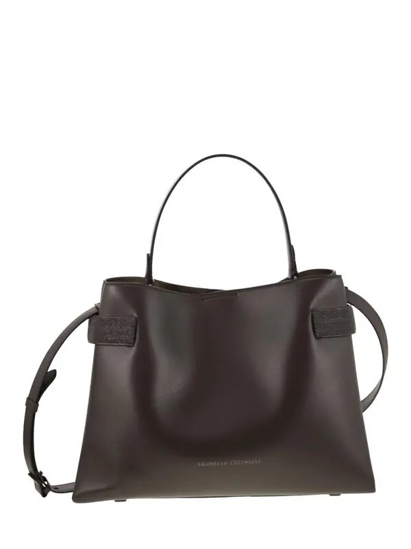 Brunello Cucinelli Large Handbag With Sparkling Effect - Rust-brown