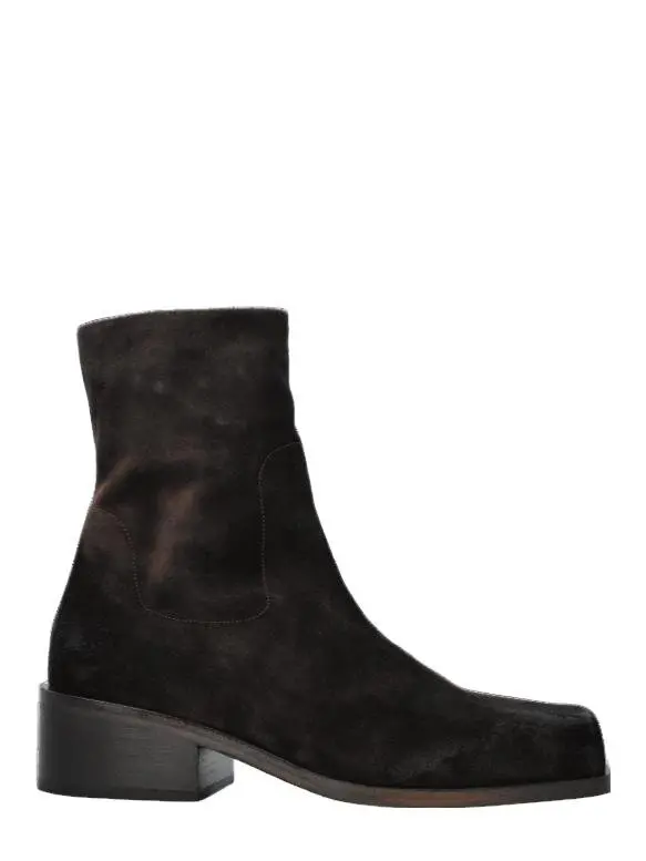 Marsèll Square-toed Zip-up Suede Ankle Boots - Black