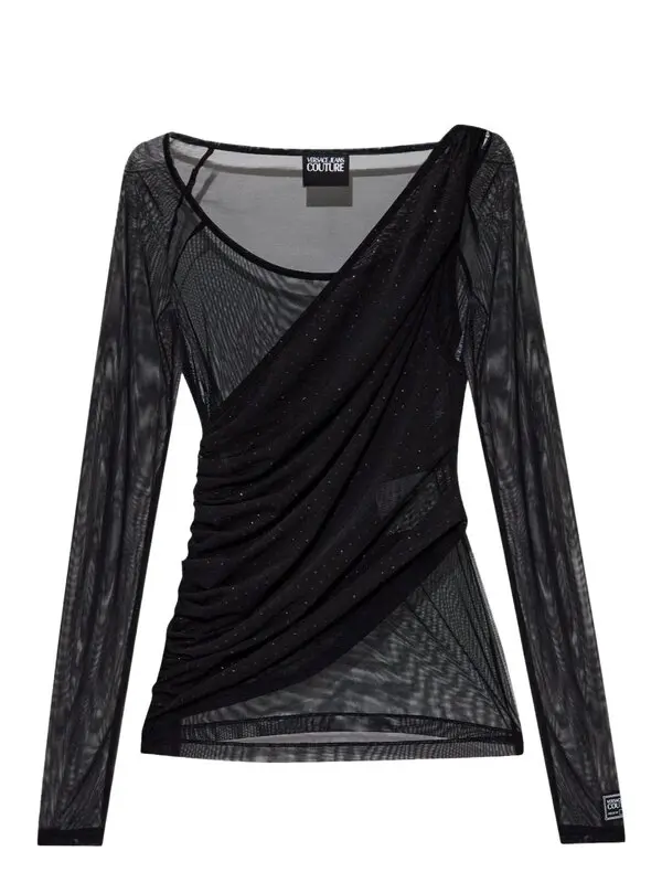 Versace Semi-sheer Draped Top - Black