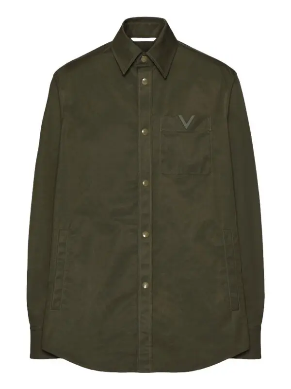 Valentino Garavani Logo Plaque Long-sleeved Shirt - Green