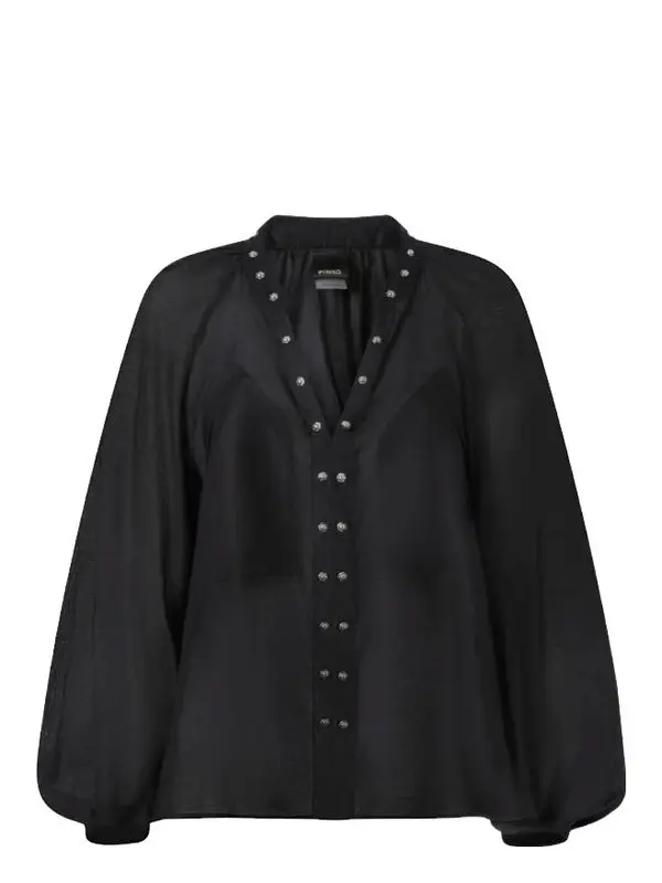 Pinko Long-sleeve Blouse With Metal Studs - Black