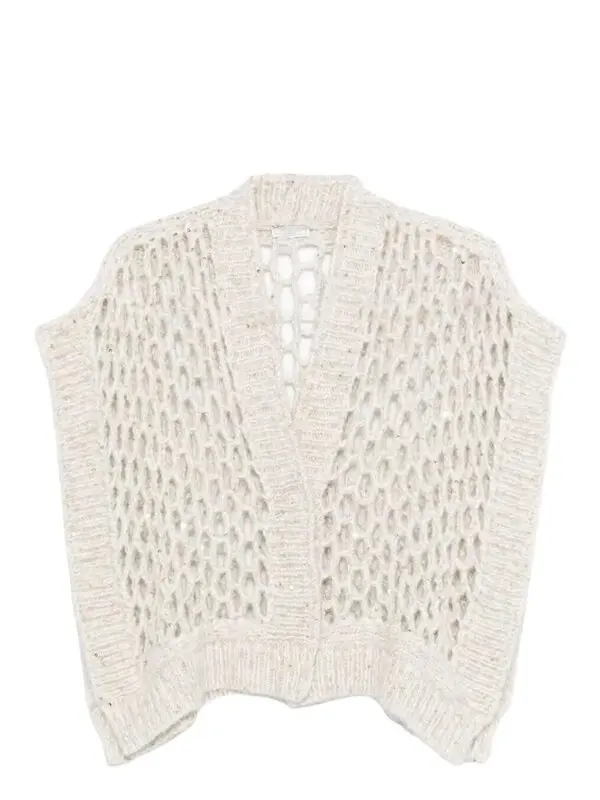 Peserico Sleeveless V-neck Knitwear With Sequins - White