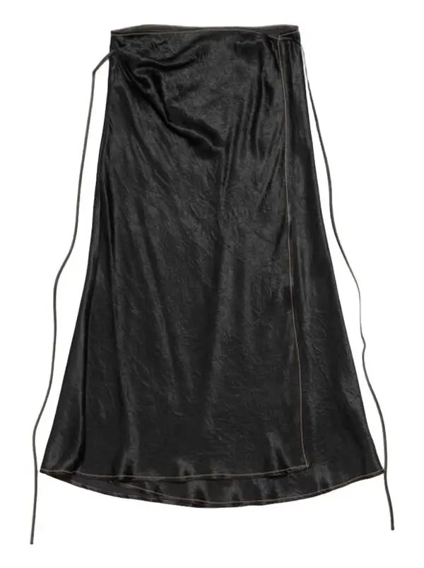 Acne Studios Satin Wrap Midi Skirt - Black