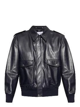 Givenchy Leather Aviator Jacket With Pocket Details - Black