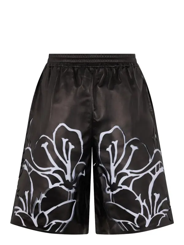 Valentino Garavani Floral Leather Shorts - Black