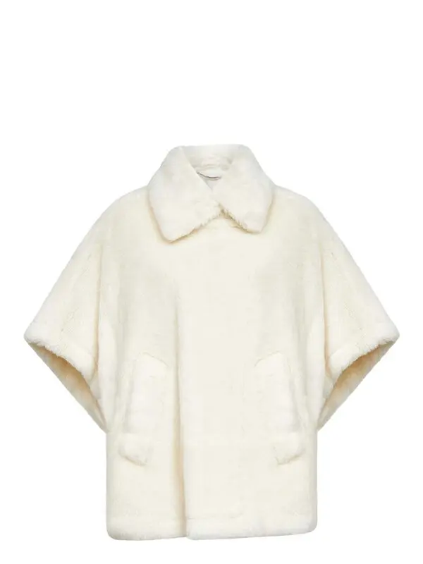 Max Mara Teddy Cape In Alpaca And Wool - White