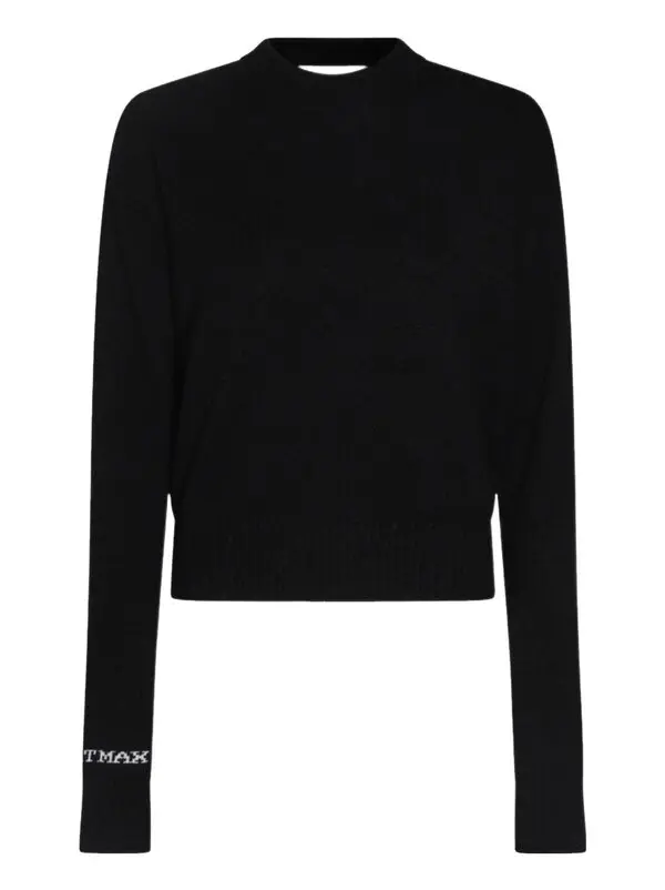Sportmax Crewneck Long-sleeved Jumper With Logo Detail - Black