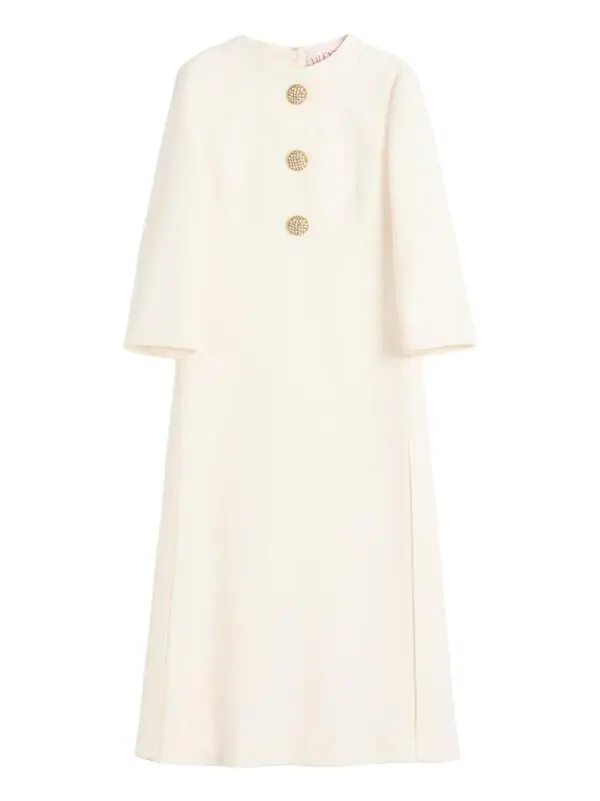 Valentino Garavani Crepe Couture Midi Dress With Jewelry Button Details - Ivory