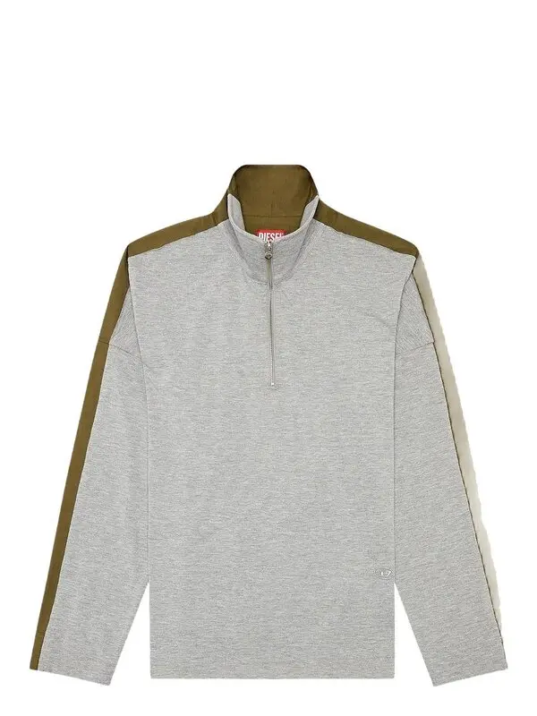 DIESEL® Half-zip Long Sleeve Sweater With Embroidered Logo - Gray