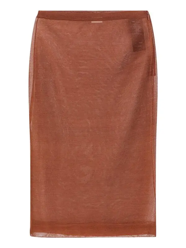 Saint Laurent Pencil Midi Skirt - Brown