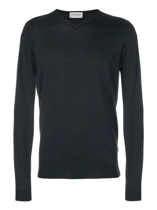 John Smedley Classic V-neck Long-sleeve Sweater - Black