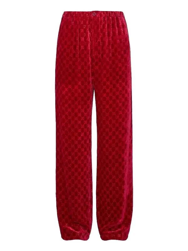 Gucci Gg Jacquard Velvet Trousers - Red