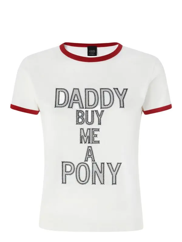 Pinko Slogan Print T-shirt - White