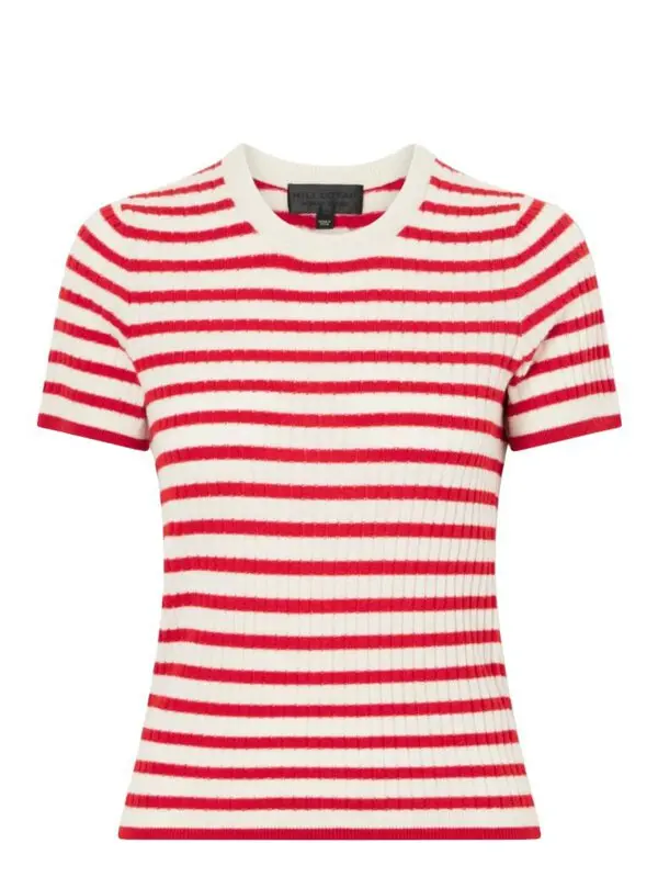 NILI LOTAN Alita Striped Cashmere T-shirt - Red