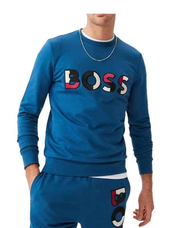 Hugo Boss Logo Pattern Sweater - Blue