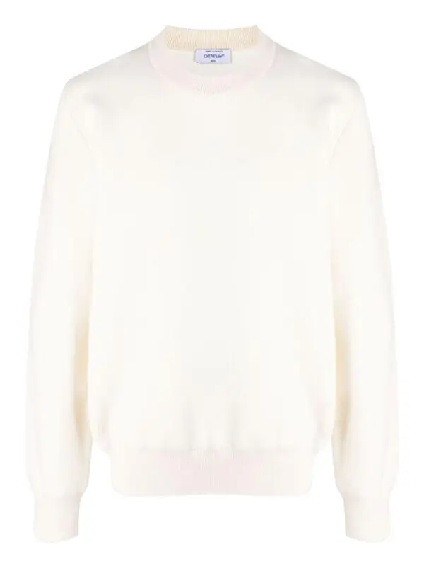Off-White Crewneck Long-sleeved Jumper - White