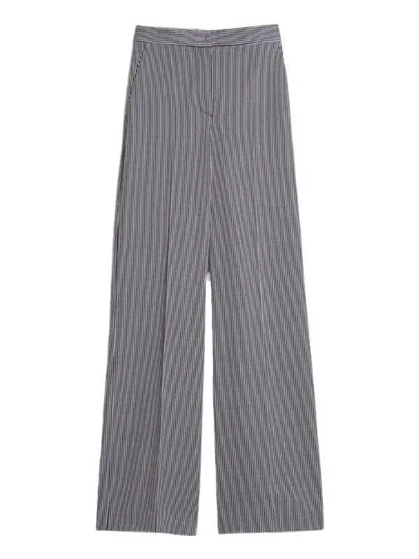 Max Mara Pinstriped Belted Stretch Jersey Trousers - Gray