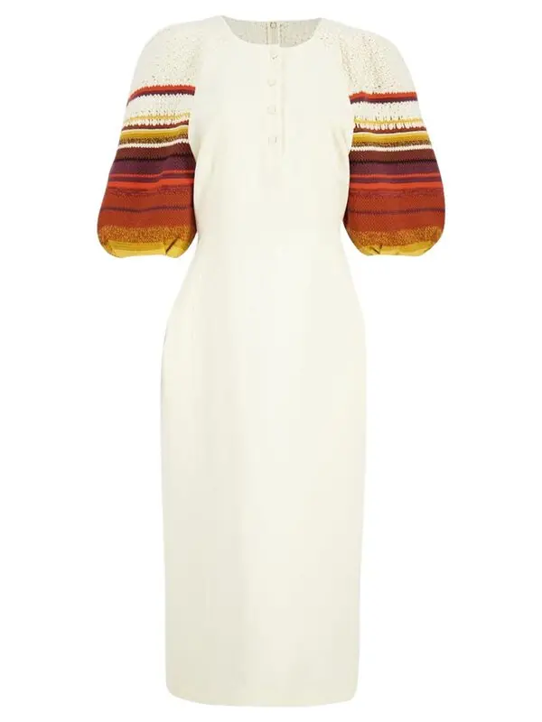 Gabriela Hearst Textured Linen Dress - Ivory White