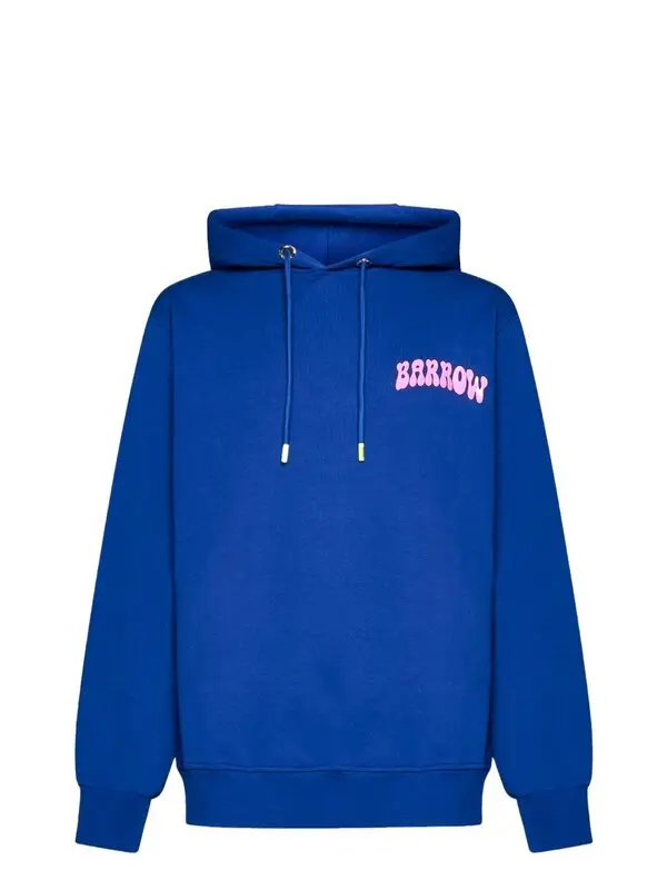 BARROW Logo Printed Drawstring Hoodie - Blue