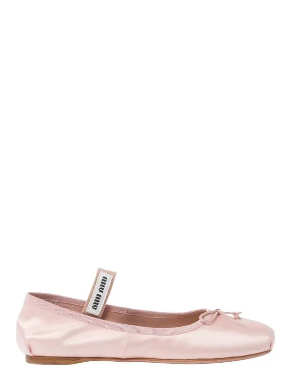 Miu Miu Bow-detailed Slip-on Satin Ballerina Flats - Nude