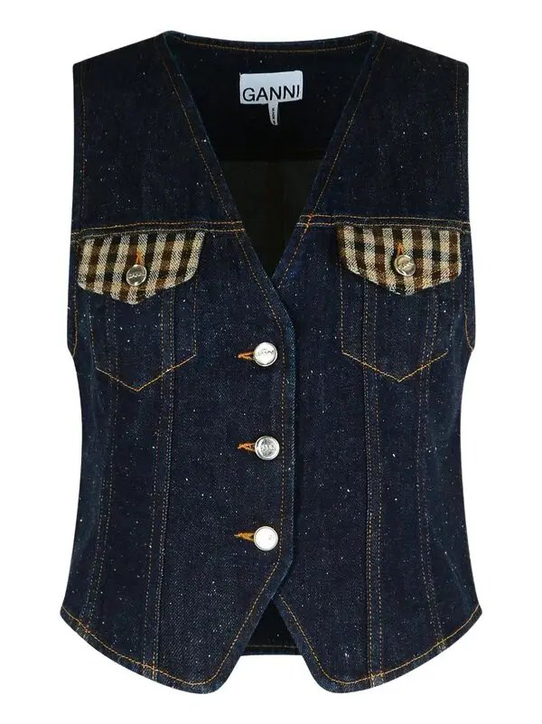 GANNI Neppy Denim Vest - Blue