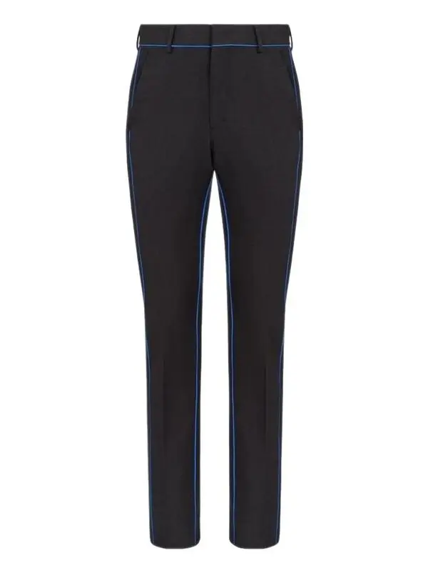 Fendi Straight-leg Tailored Trousers With Contrast Piping - Black