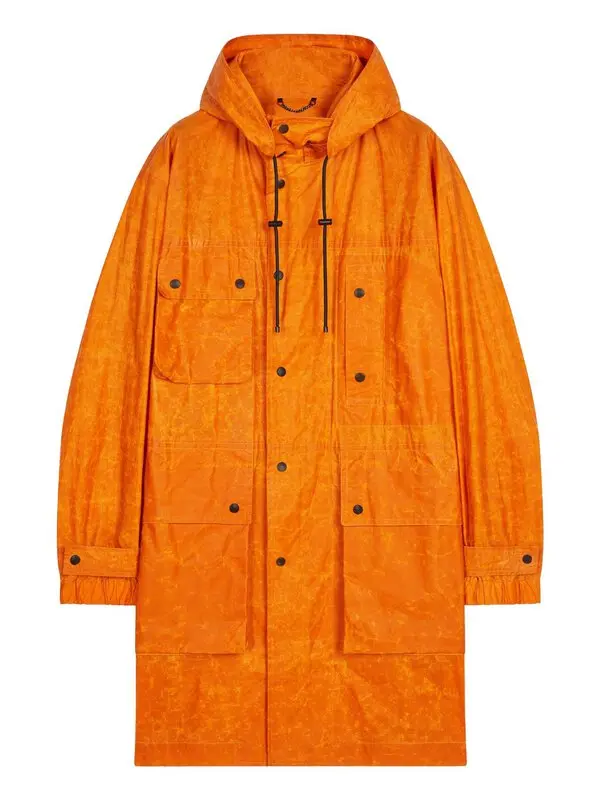 Dries Van Noten Long-sleeved Hooded Coat With Drawstring And Pockets - Orange
