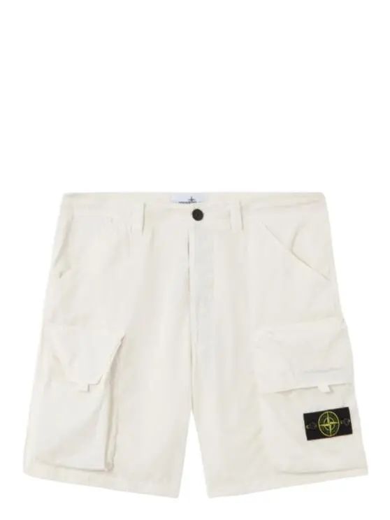 Stone Island Logo Patch Cargo Shorts - Ivory