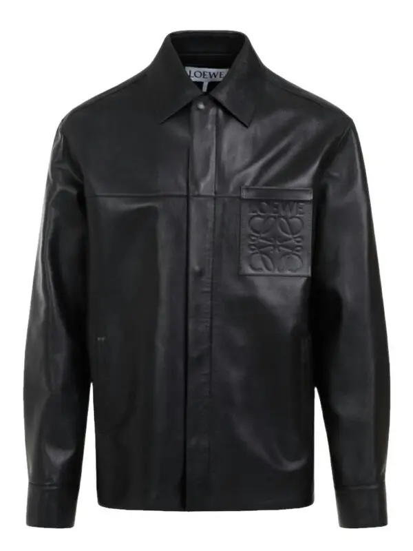 Loewe Long-sleeved Leather Shirt - Black