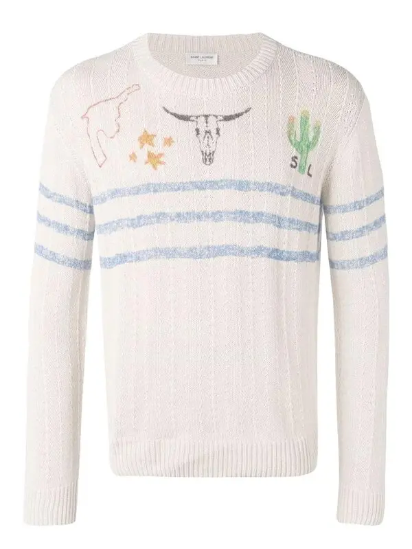 Saint Laurent Arizona Knit Sweater - White